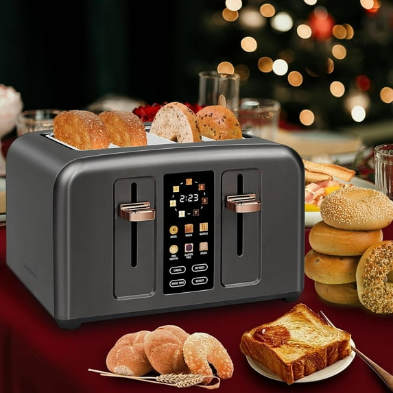 Toaster 4 Slice - Dark Metallic, 1800W, LCD Display, 7 Shade Settings ...
