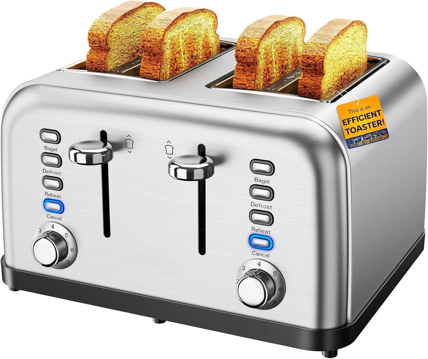 Toaster 4 Slice, Dual Independent Controls, Extra Wide Slot Toasters ...