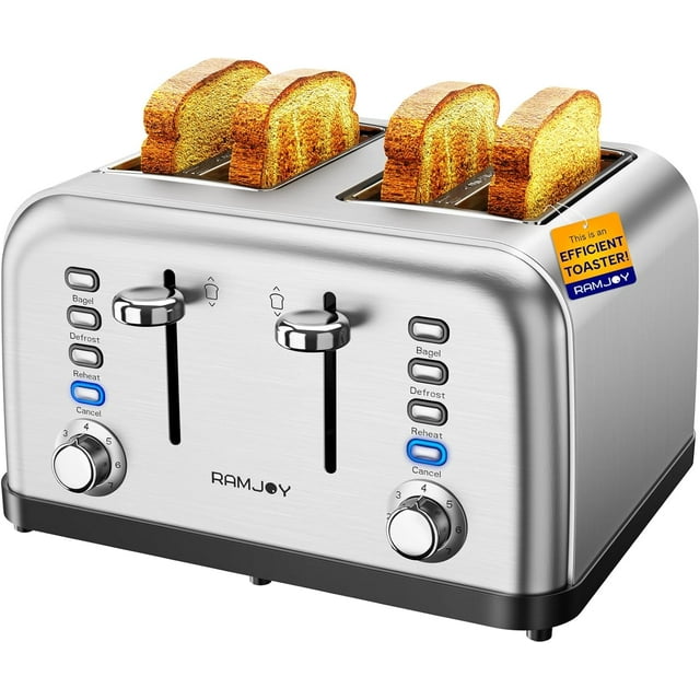 Toaster 4 Slice, Dual Independent Controls, Extra Wide Slot Toasters ...