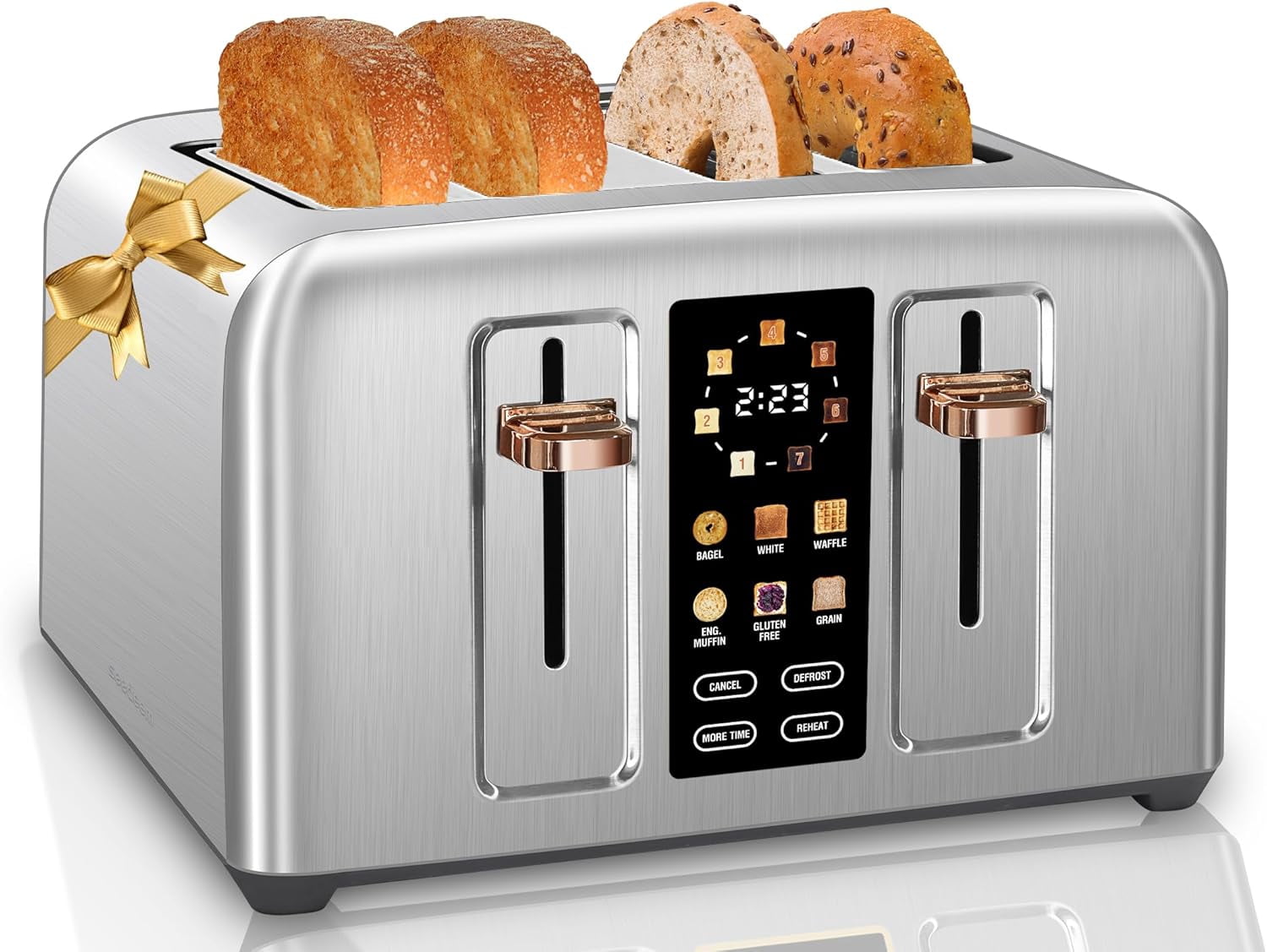 Toaster 4 Slice, Full Touch control Toaster, LCD Display, 6 Bread Type ...