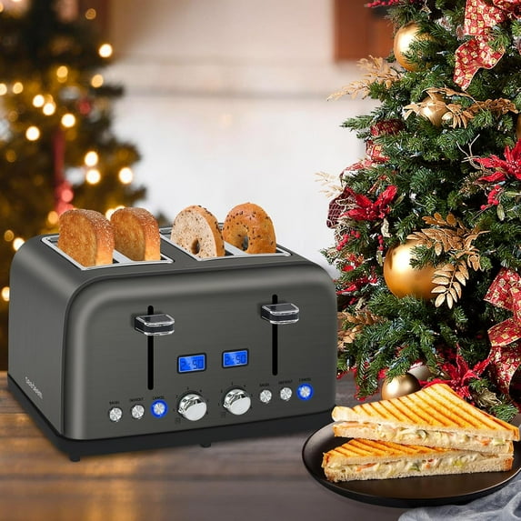 Toaster 4 Slice, LCD Display, 6 Shade Settings, 1.5'' Wide Slots ...