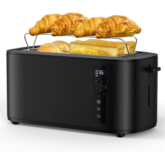 Toaster 4 Slice Long Extra Wide Slot 1.5" with Countdown Timer, 6 ...
