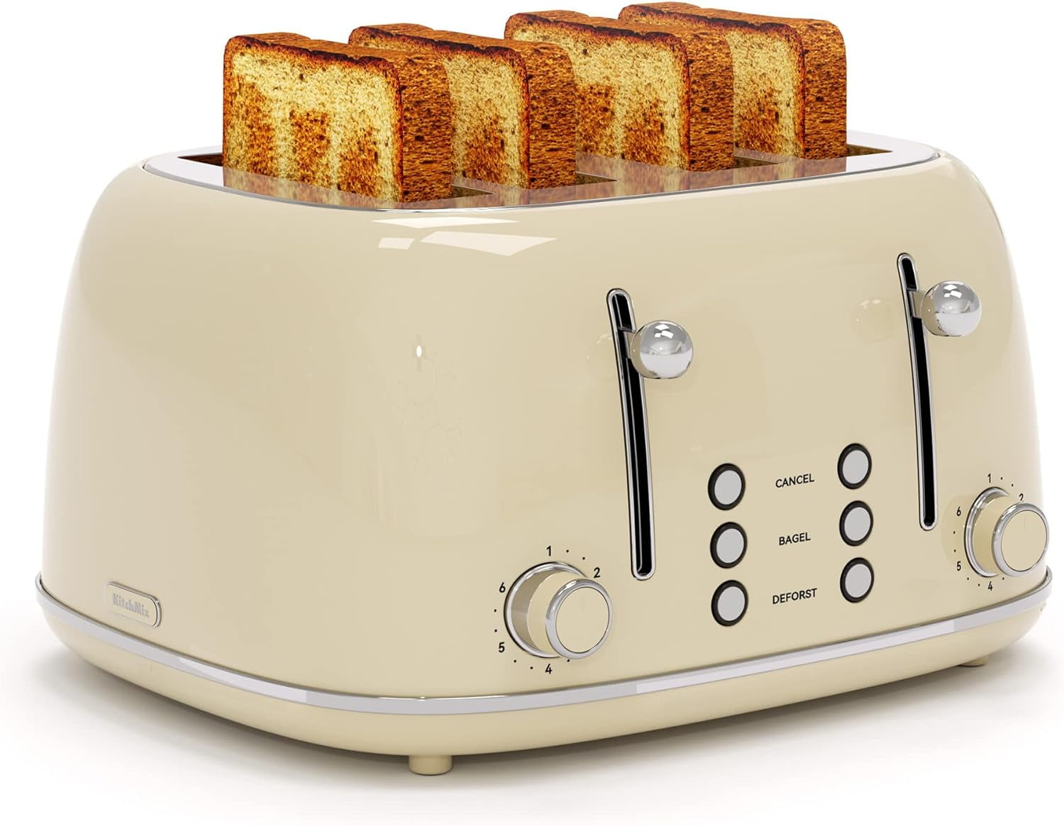 4 Slice, Retro Stainless Toaster with 6 Bread Shade Settings,1.5''Wide ...
