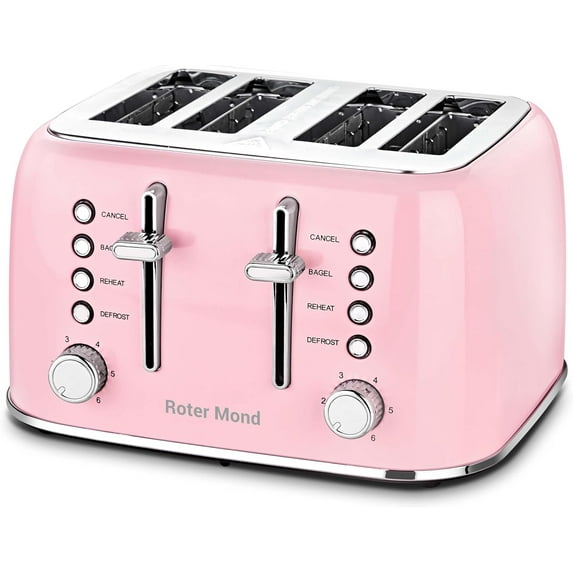 Toaster 4 Slice Retro Stainless Steel with Extra Wide Slots Bal ...
