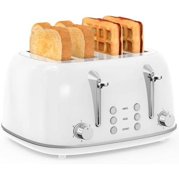 Toaster 4 Slice, Retro Stainless Steel Wide Slot Toaster with Dual ...