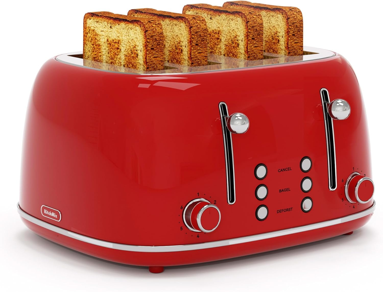 Toaster 4 Slice, Retro Stainless Toaster with 6 Bread Shade Settings,1. ...