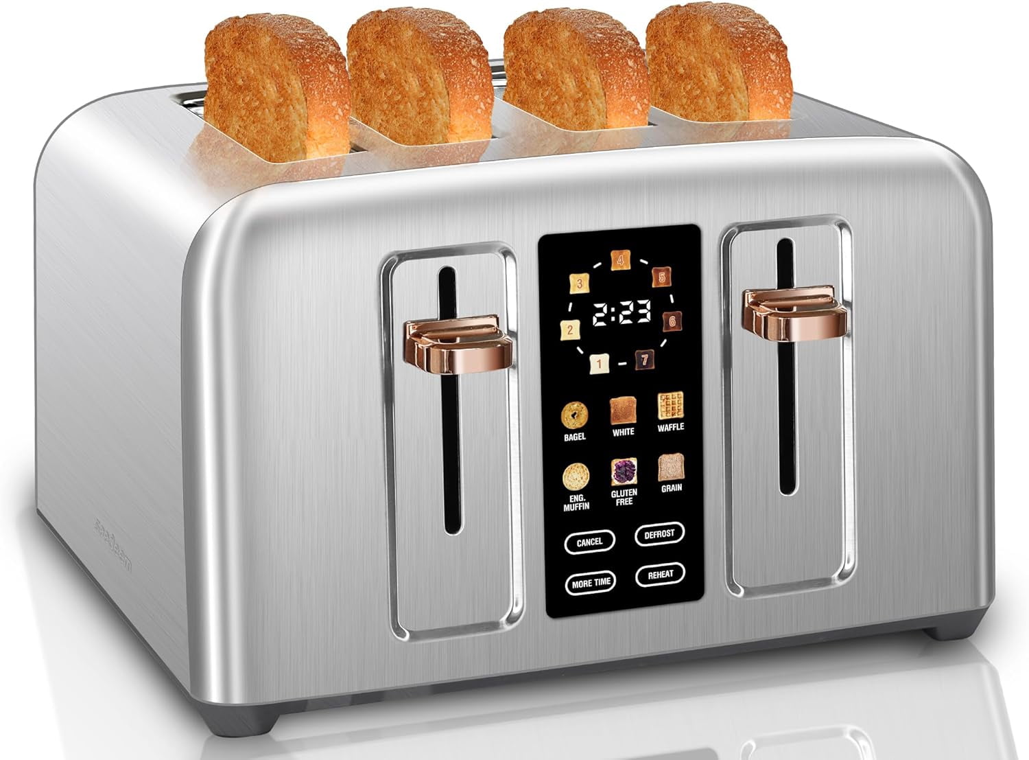 Toaster 4 Slice, Stainless Toaster & Touch Control, LCD Display, 6 ...