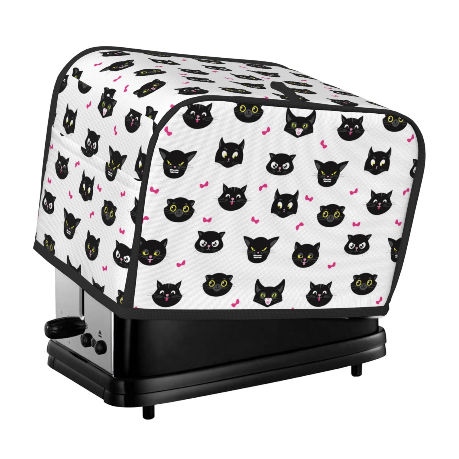 Toaster Cover 2 Slice - Cute Expression Cartoon Cat Black Kitchen Bread ...