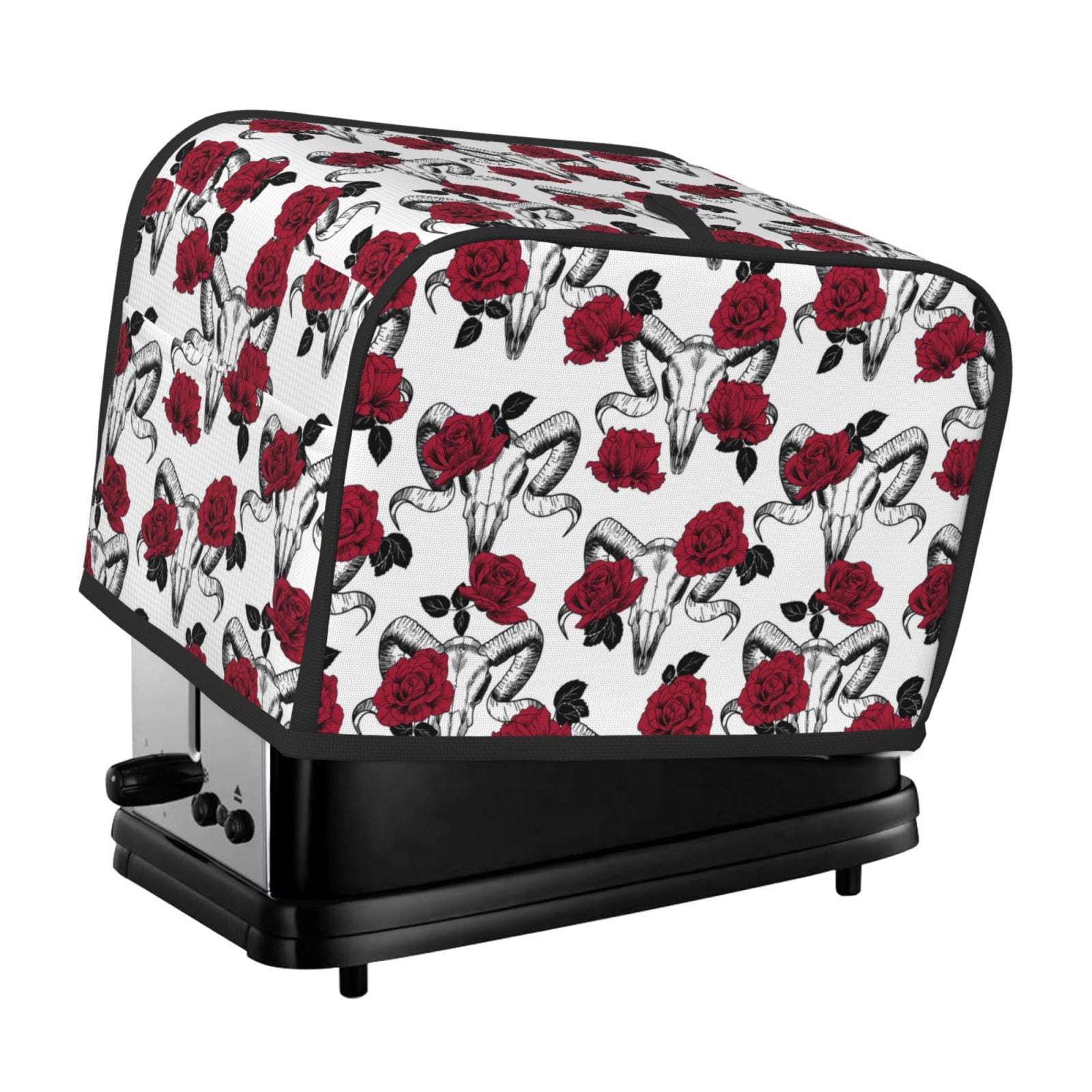 Toaster Cover 2 Slice - goat skull red roses white Kitchen Bread ...