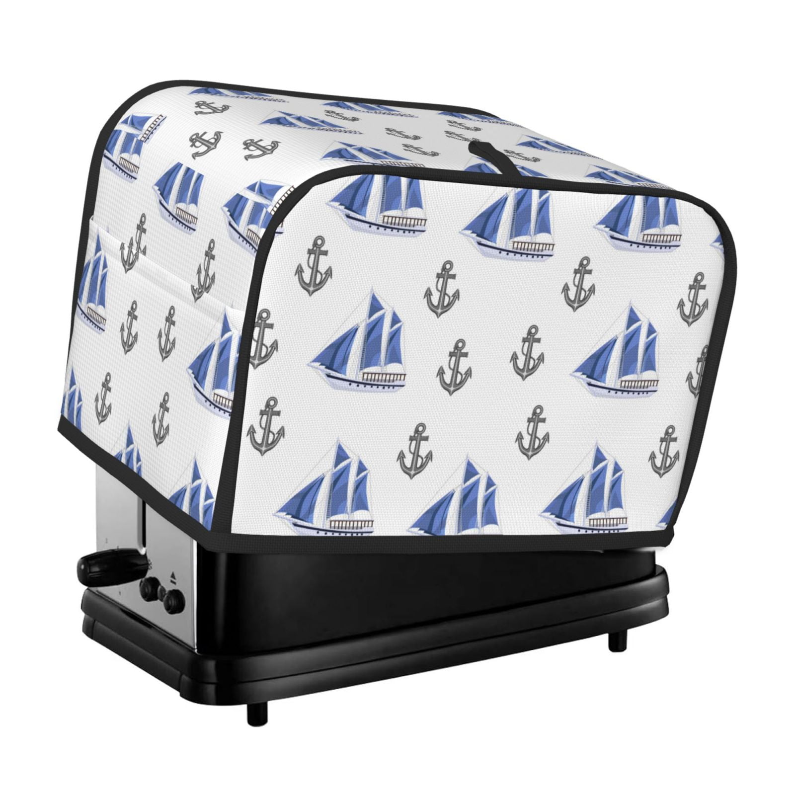 Toaster Cover 2 Slice - ship blue sails anchors white Kitchen Bread ...