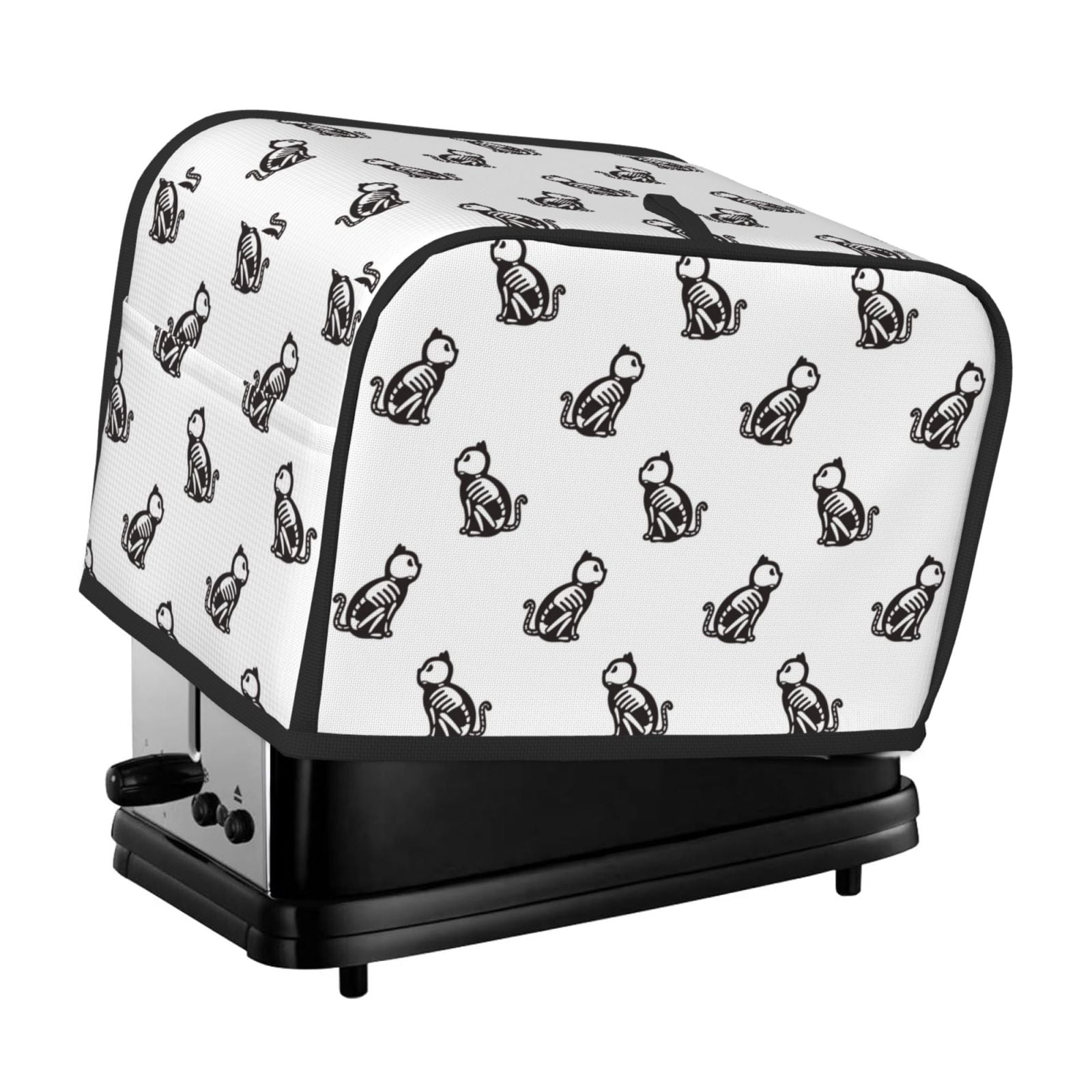 Toaster Covers 2 Slice, Black White Cartoon Cat Bones Waterproof Bread ...