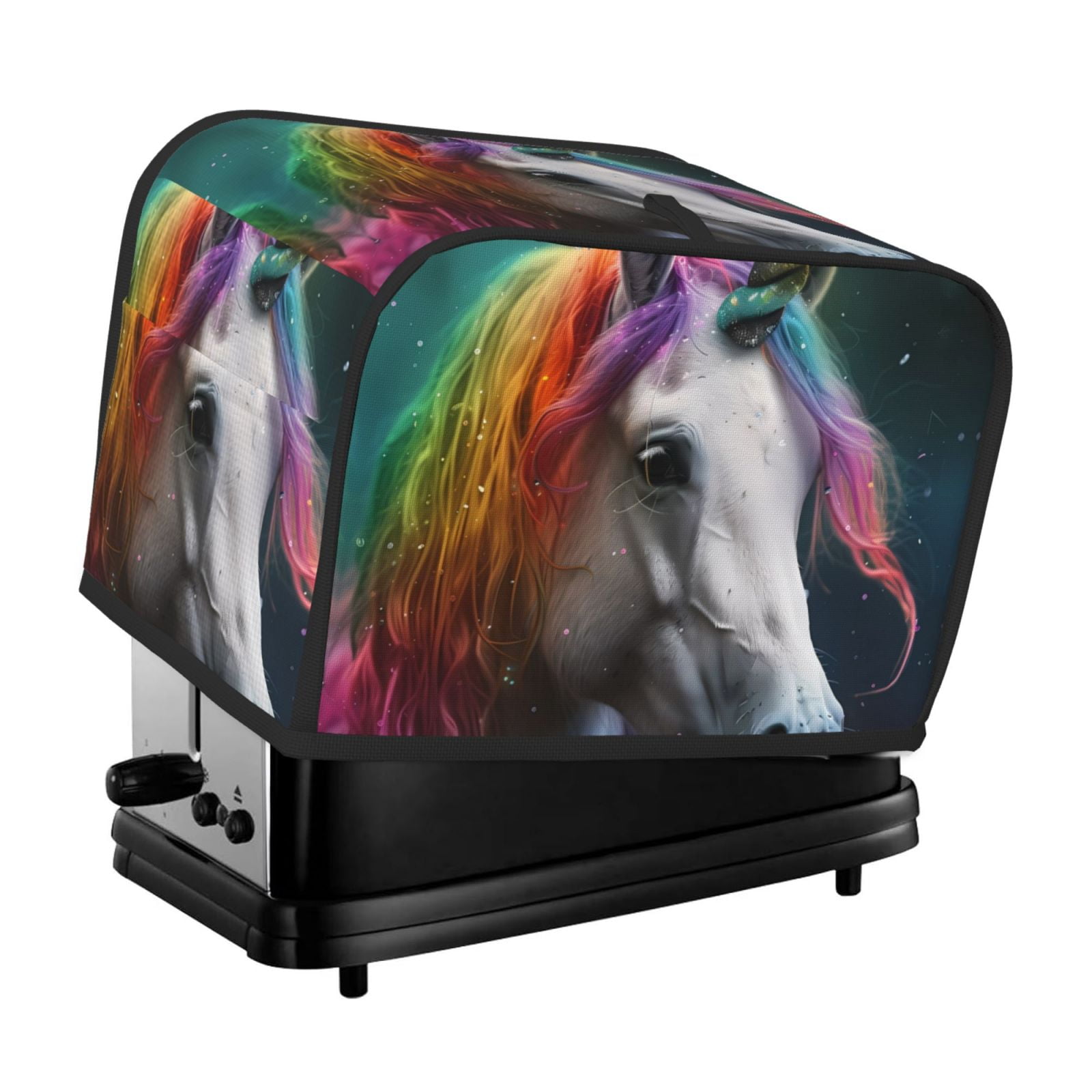 Toaster Covers 2 Slice, Colorful Haired White Horse Waterproof Bread ...