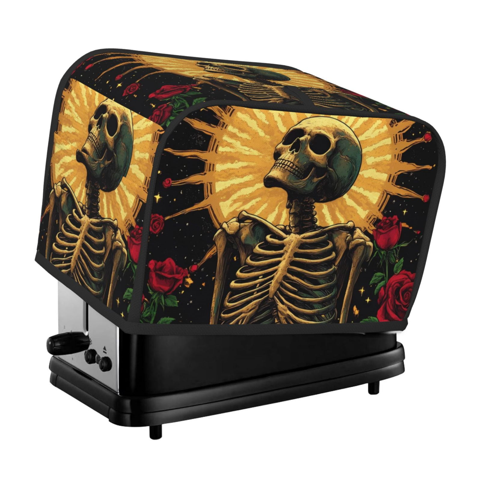 Toaster Covers 2 Slice, Gothic Skeleton with Roses Waterproof Bread ...