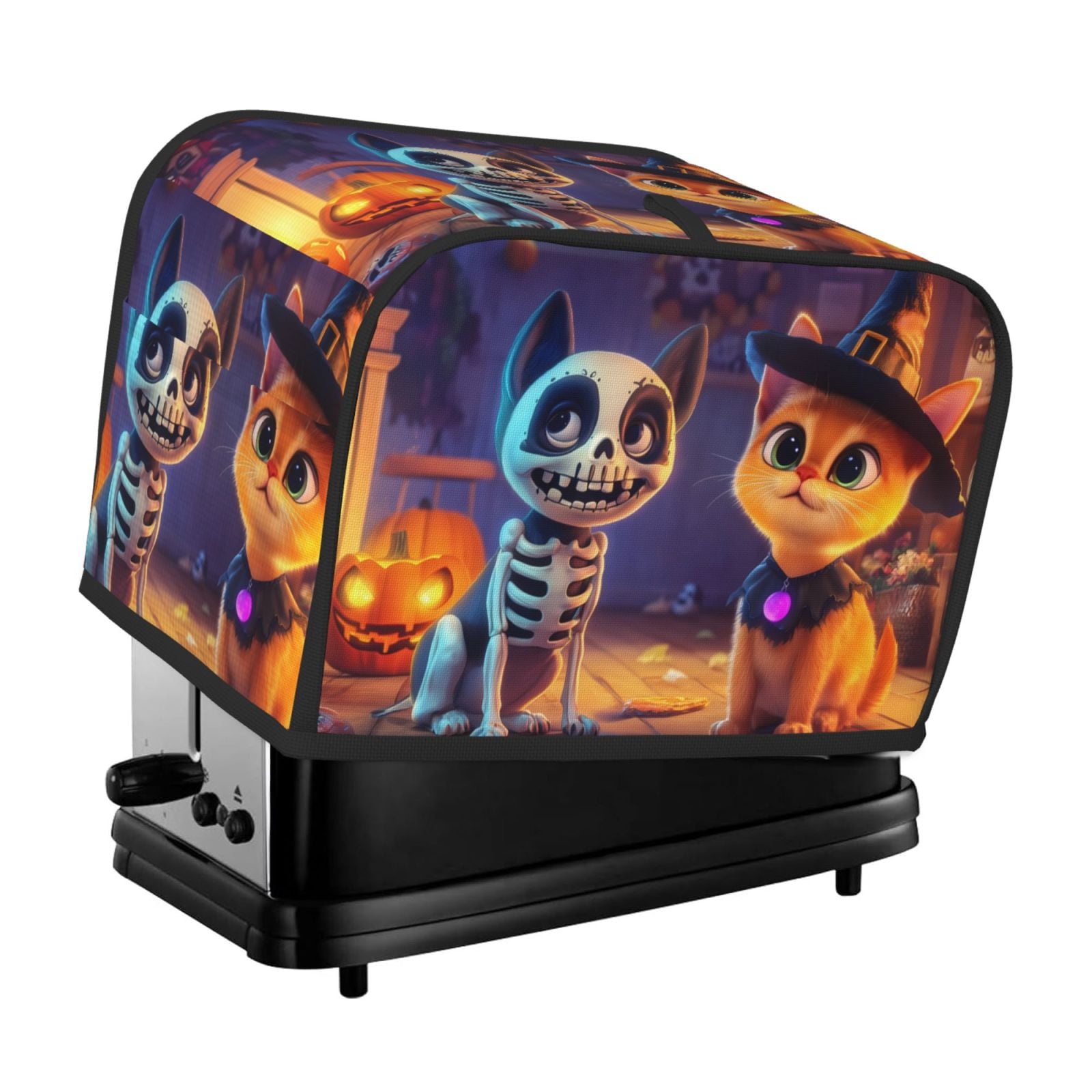 Toaster Covers 2 Slice, Halloween Cat and Dog Skeleton Waterproof Bread ...