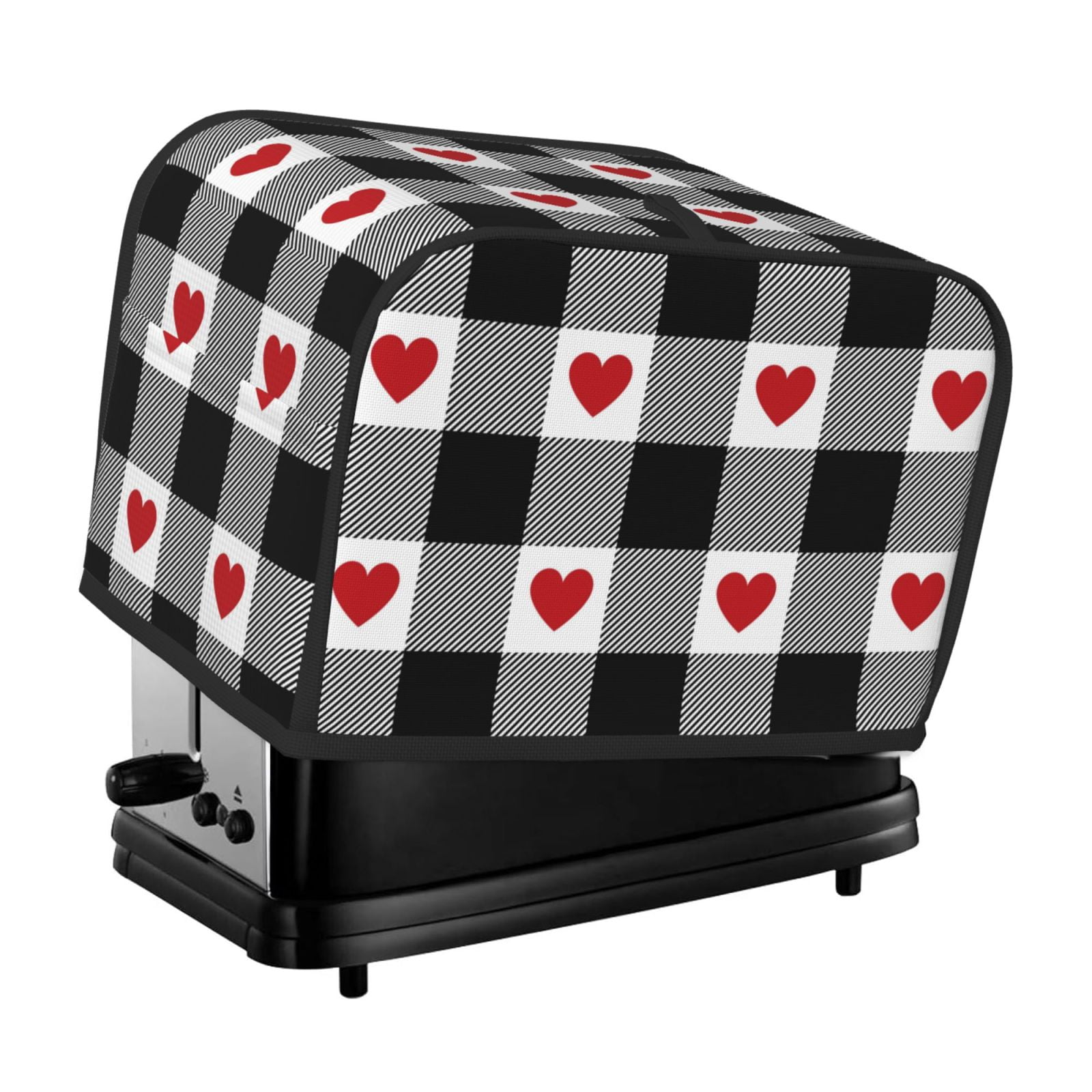 Toaster Covers 2 Slice, Heart Black Buffalo Plaid Gingham Waterproof ...