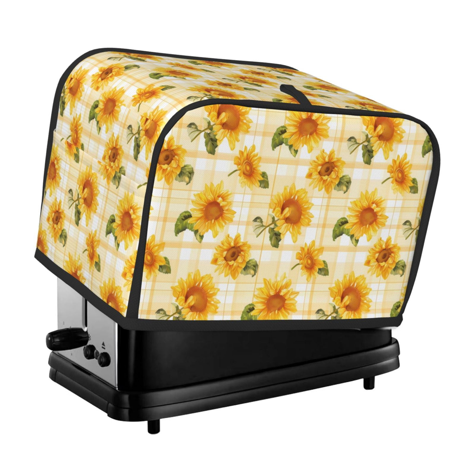 Toaster Covers 2 Slice, Light Yellow Plaid Sunflower Waterproof Bread ...