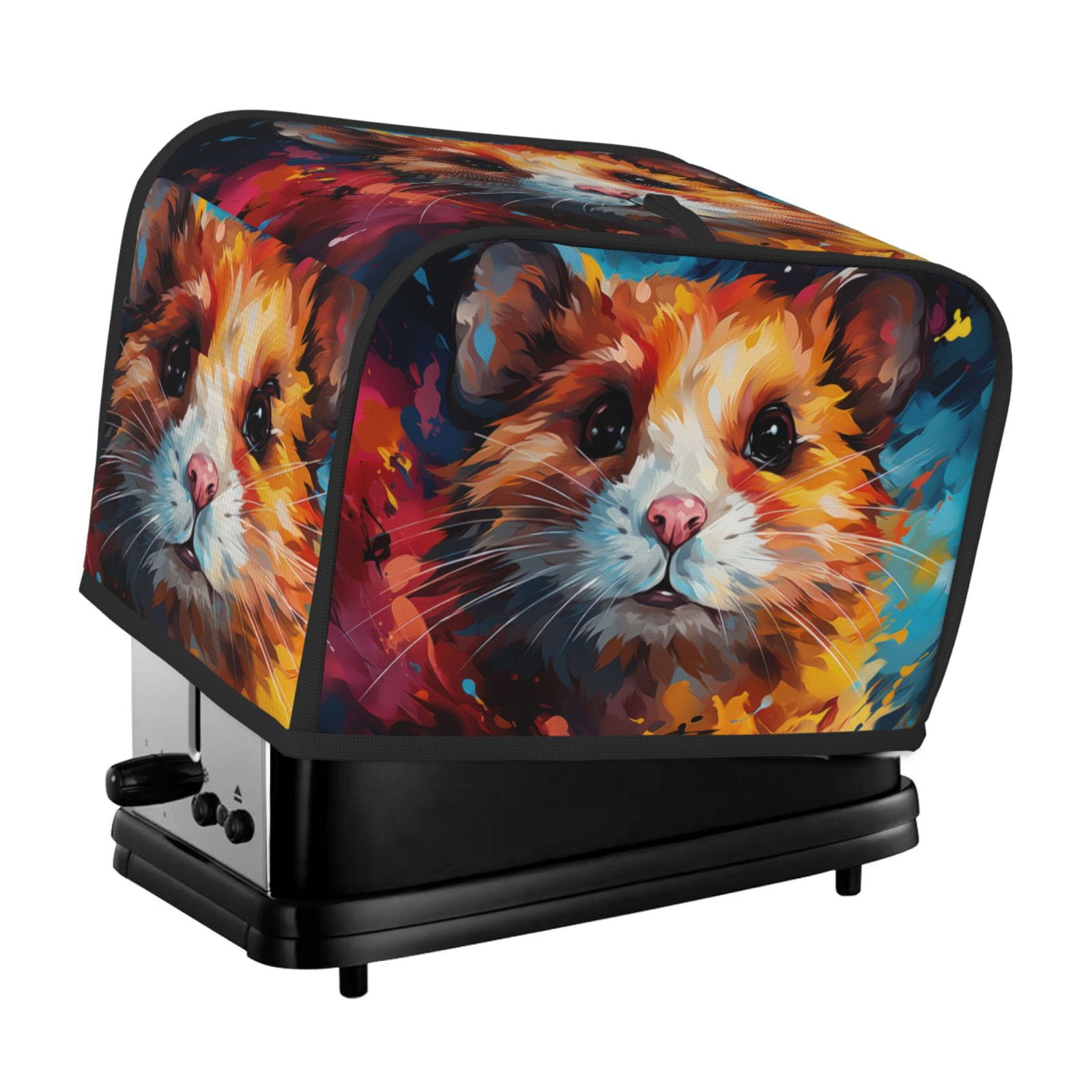 Toaster Covers 2 Slice, Oil Painting Colorful Hamster Waterproof Bread Machine Cover Fits for ...