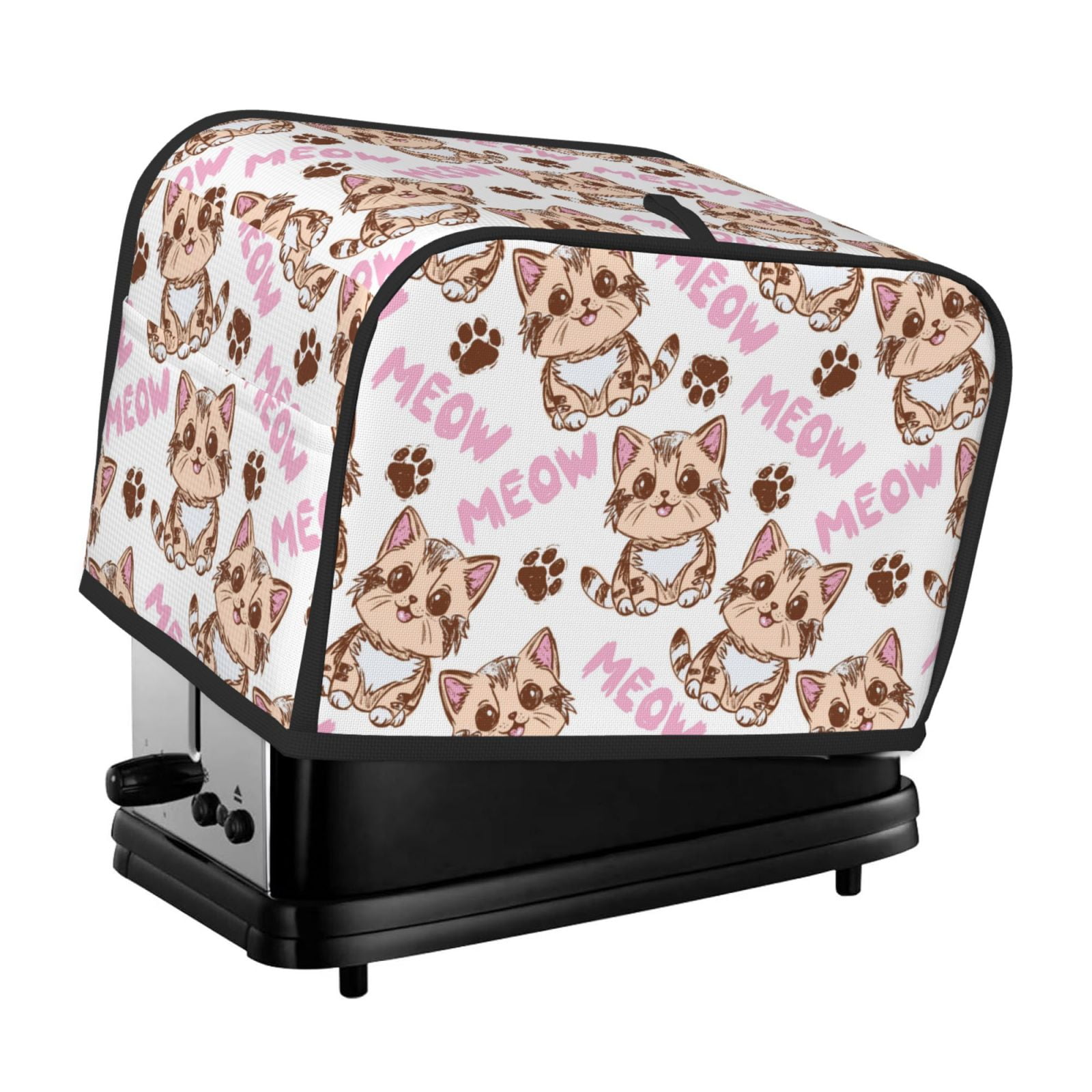 Toaster Covers 2 Slice, Pink Sketch Cute Cartoon Cat Waterproof Bread ...