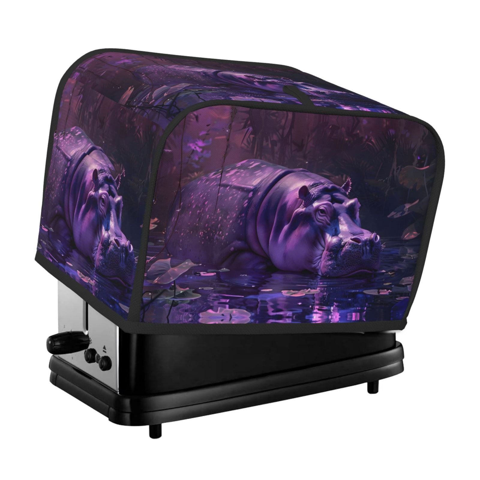 Toaster Covers 2 Slice, Purple Hippo In Water Waterproof Bread Machine ...