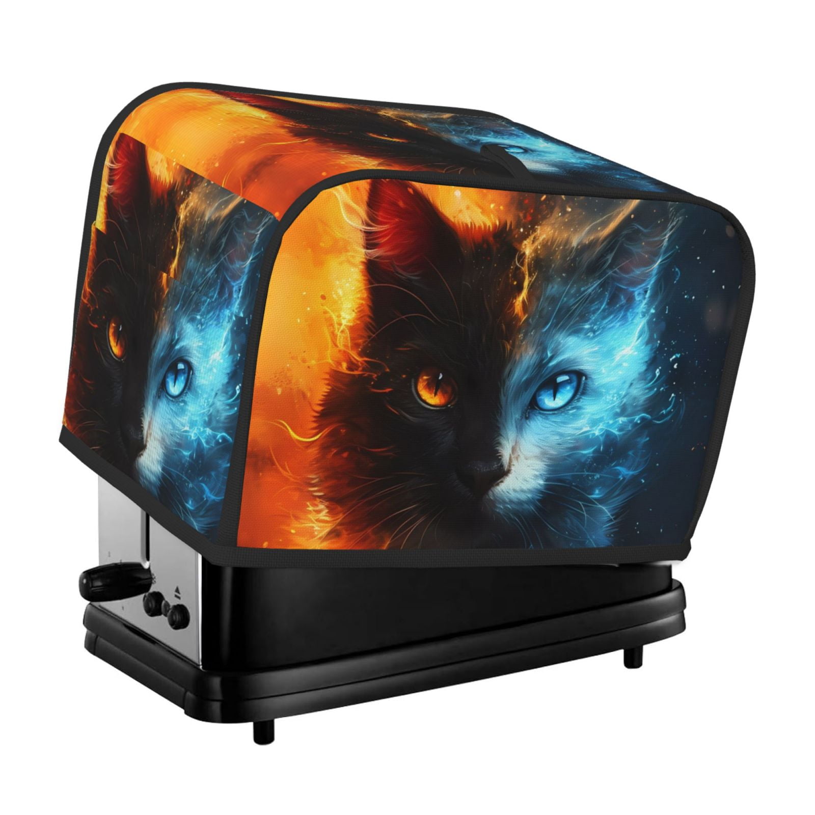 Toaster Covers 2 Slice, Red and Blue Fire Cat Waterproof Bread Machine ...