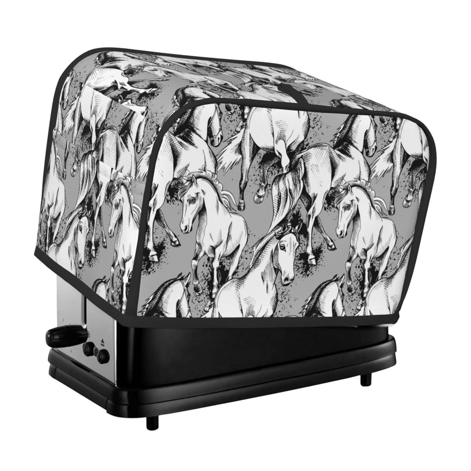 Toaster Covers 2 Slice, Sketch Cute Horse Black White Waterproof Bread ...