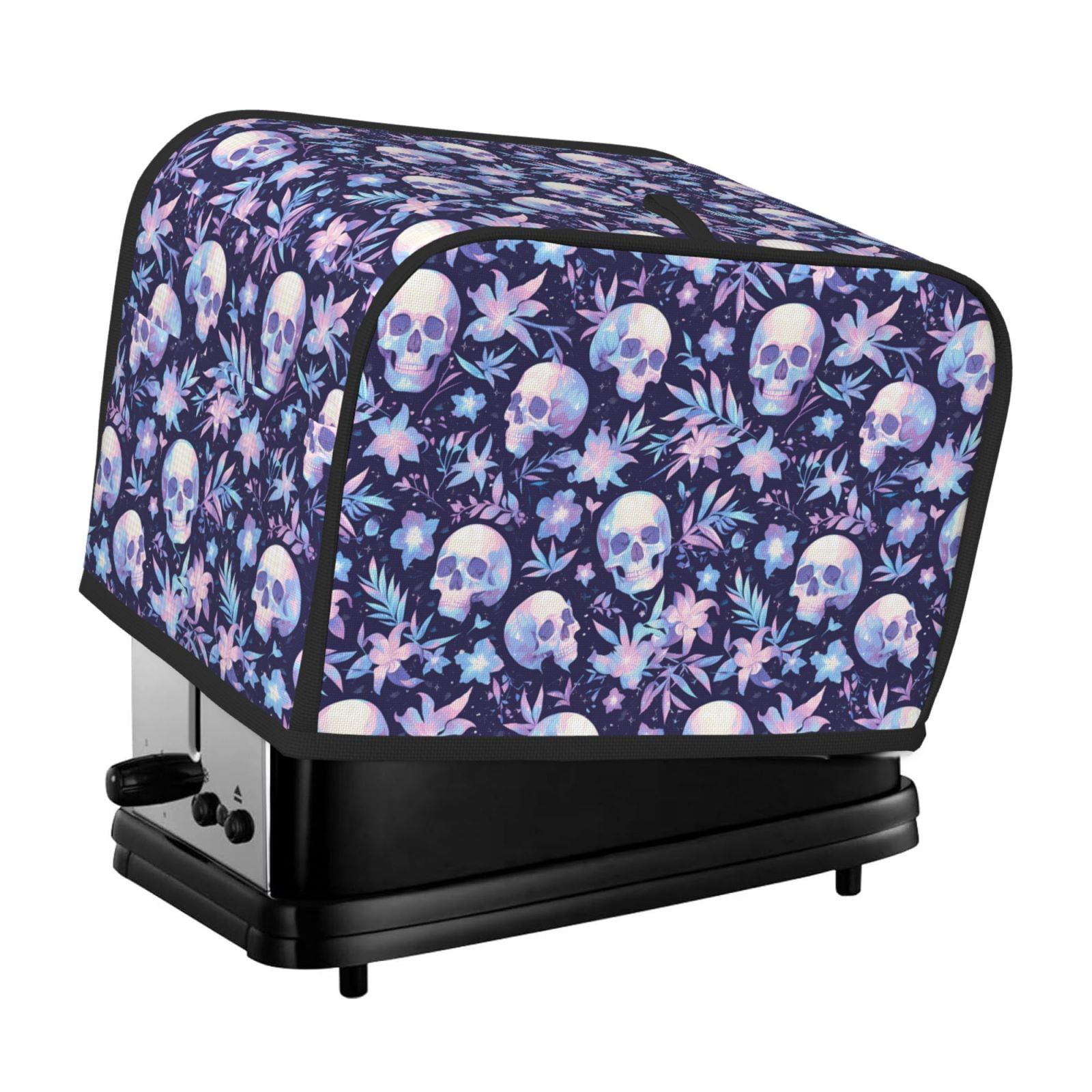 Toaster Covers 2 Slice, Skull flower white blue Waterproof Bread ...