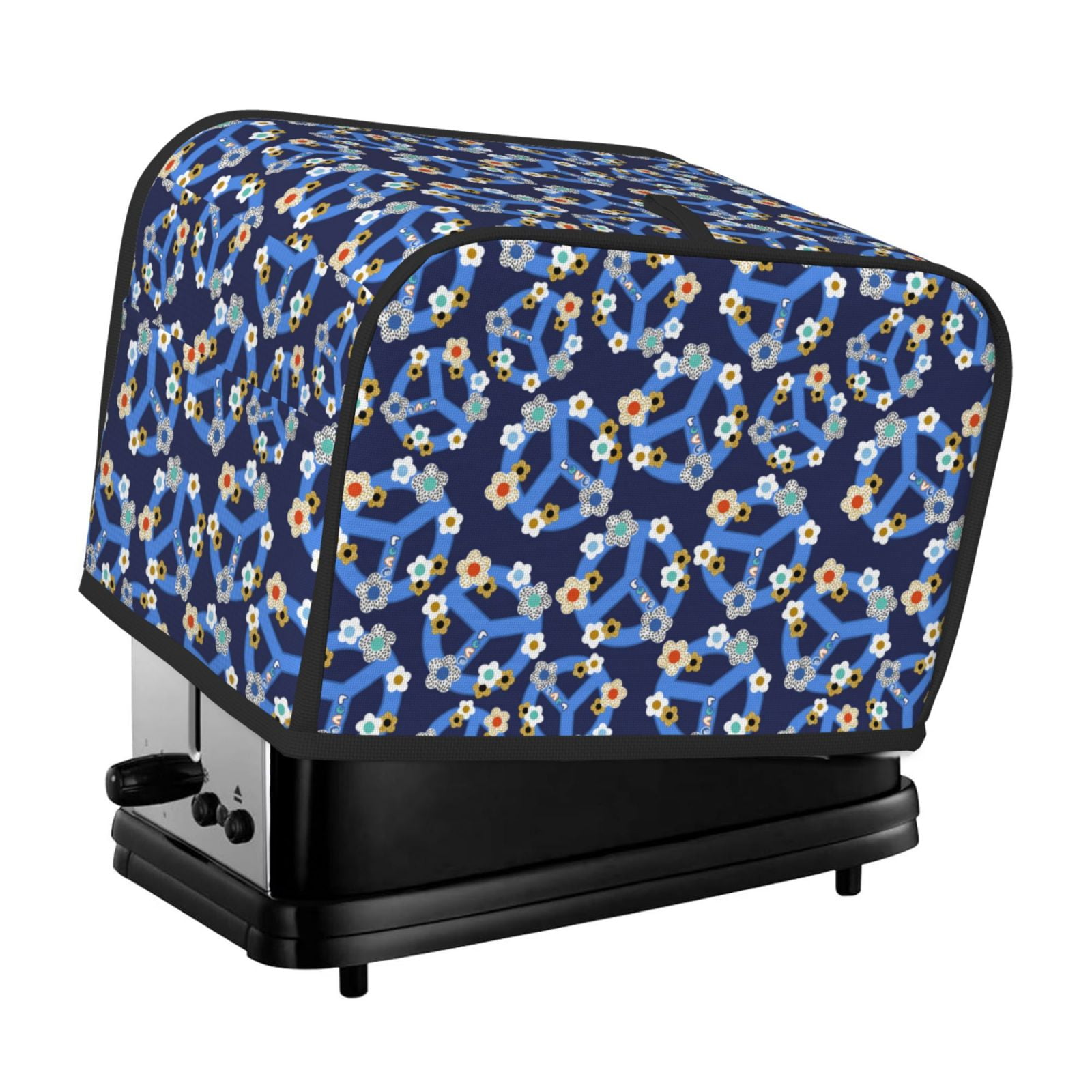 Toaster Covers 2 Slice, blue Peace sign flower Waterproof Bread Machine ...
