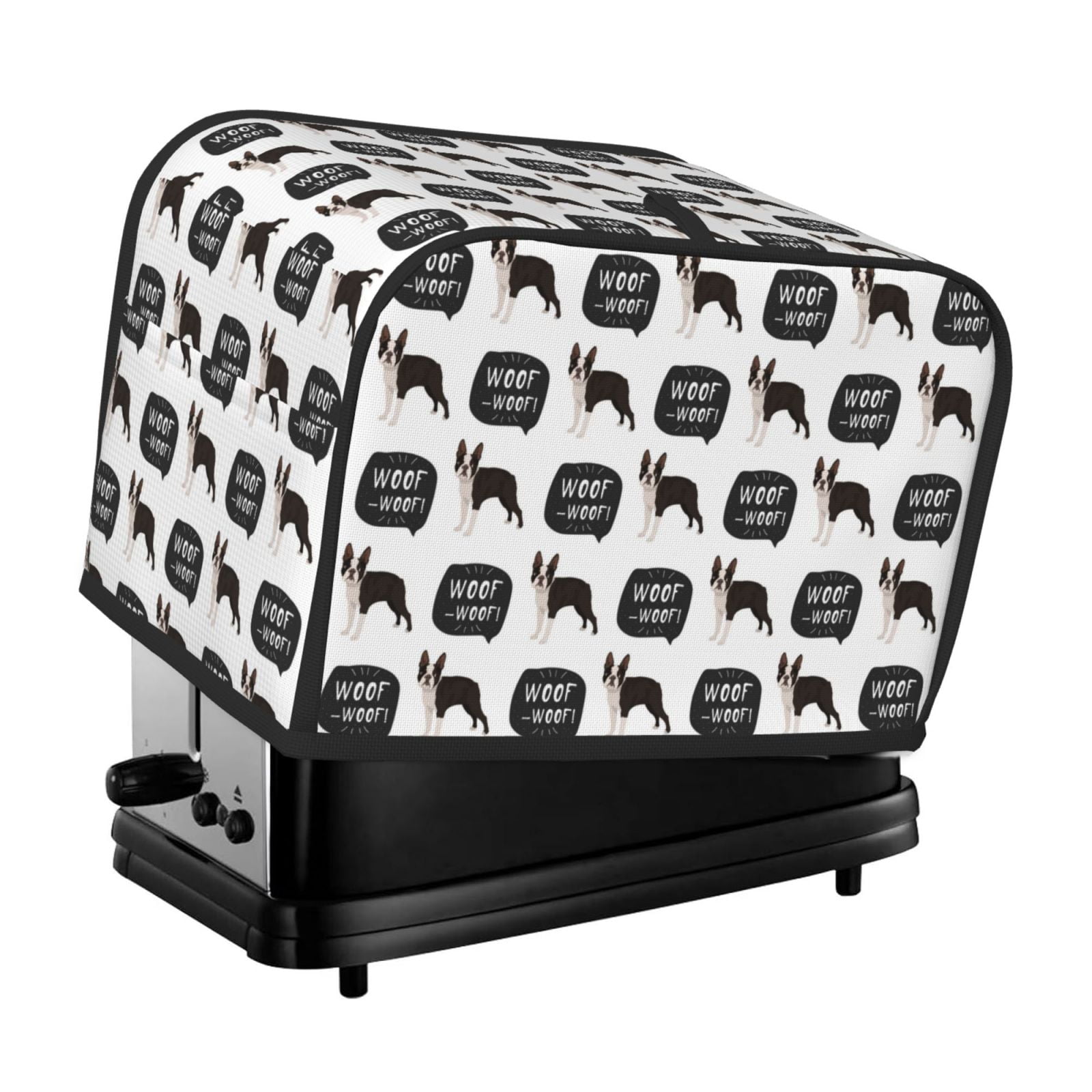 Toaster Covers 2 Slice, boston terrier dog woof white Waterproof Bread ...