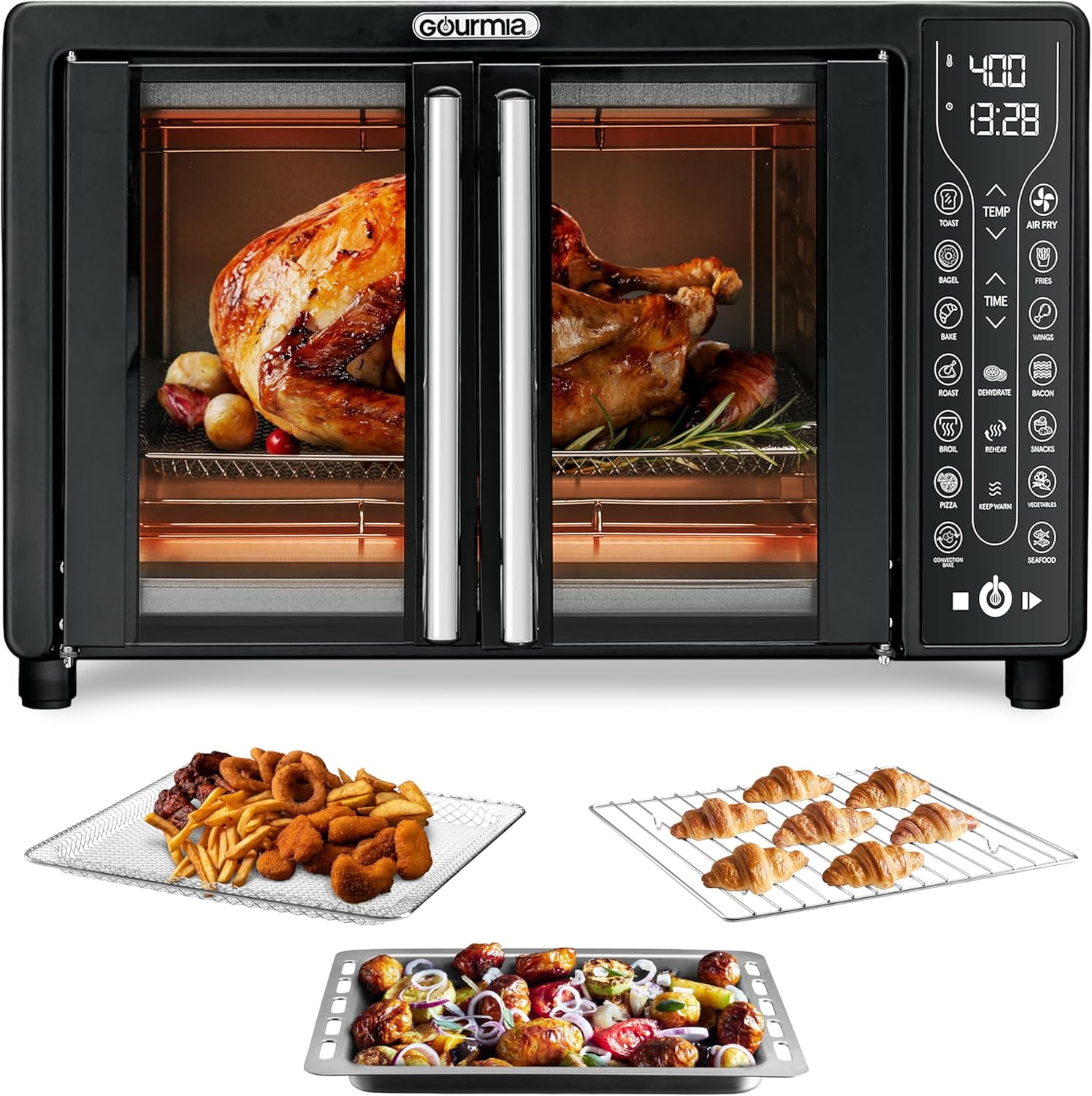 Toaster Oven Air Fryer Combo 17 cooking presets 1700W french door ...