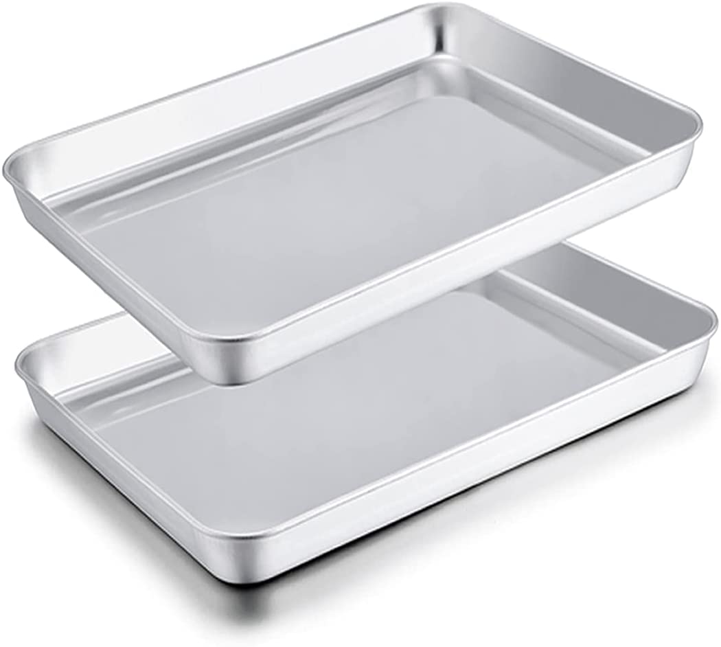 Toaster Oven Pans, 9.3'' x 7'' x 1'' Stainless Steel Compact Toaster ...