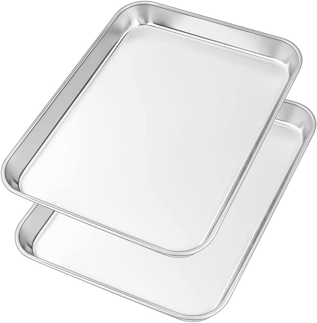Toaster Oven Pans Set of 2,Stainless Steel Toaster Oven Tray Rectangle ...
