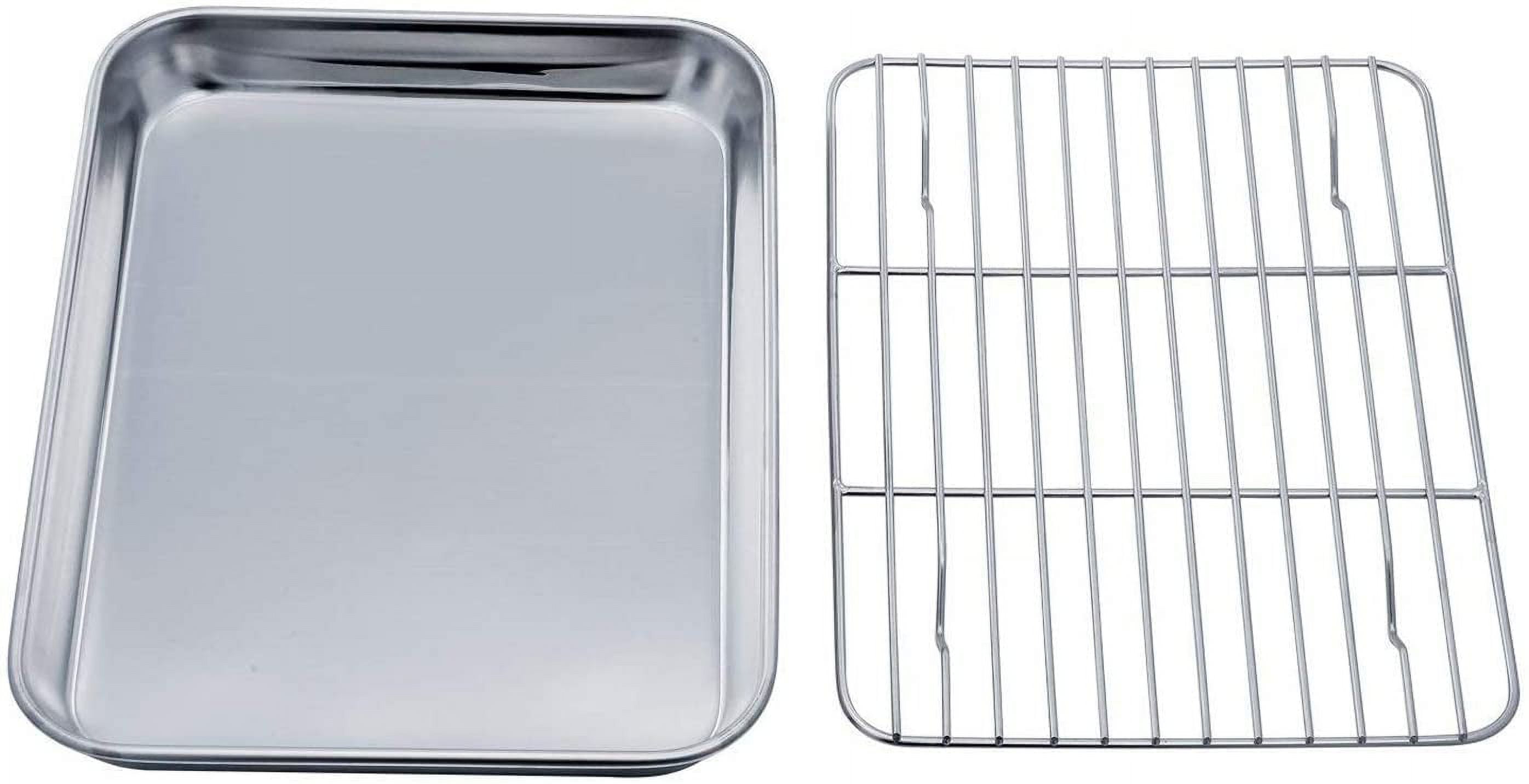Toaster Oven Tray and Rack Set, 9.3’’ x 7’’ x 1’’, Stainless Steel ...