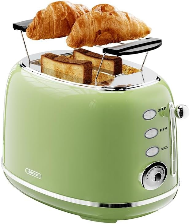 Toaster Retro 2 Slice, Vintage Green Toaster with Lid, with Bread ...