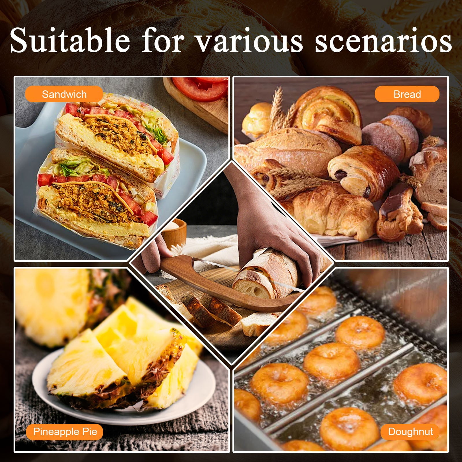 Toaster Saw for Kitchen Use Bread Knife for Homemade Bread Walnut Bow ...