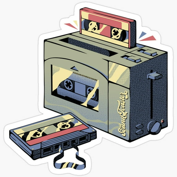 Toaster Tape Vintage Music Sticker Phone Decal Water Bottle Stickers ...
