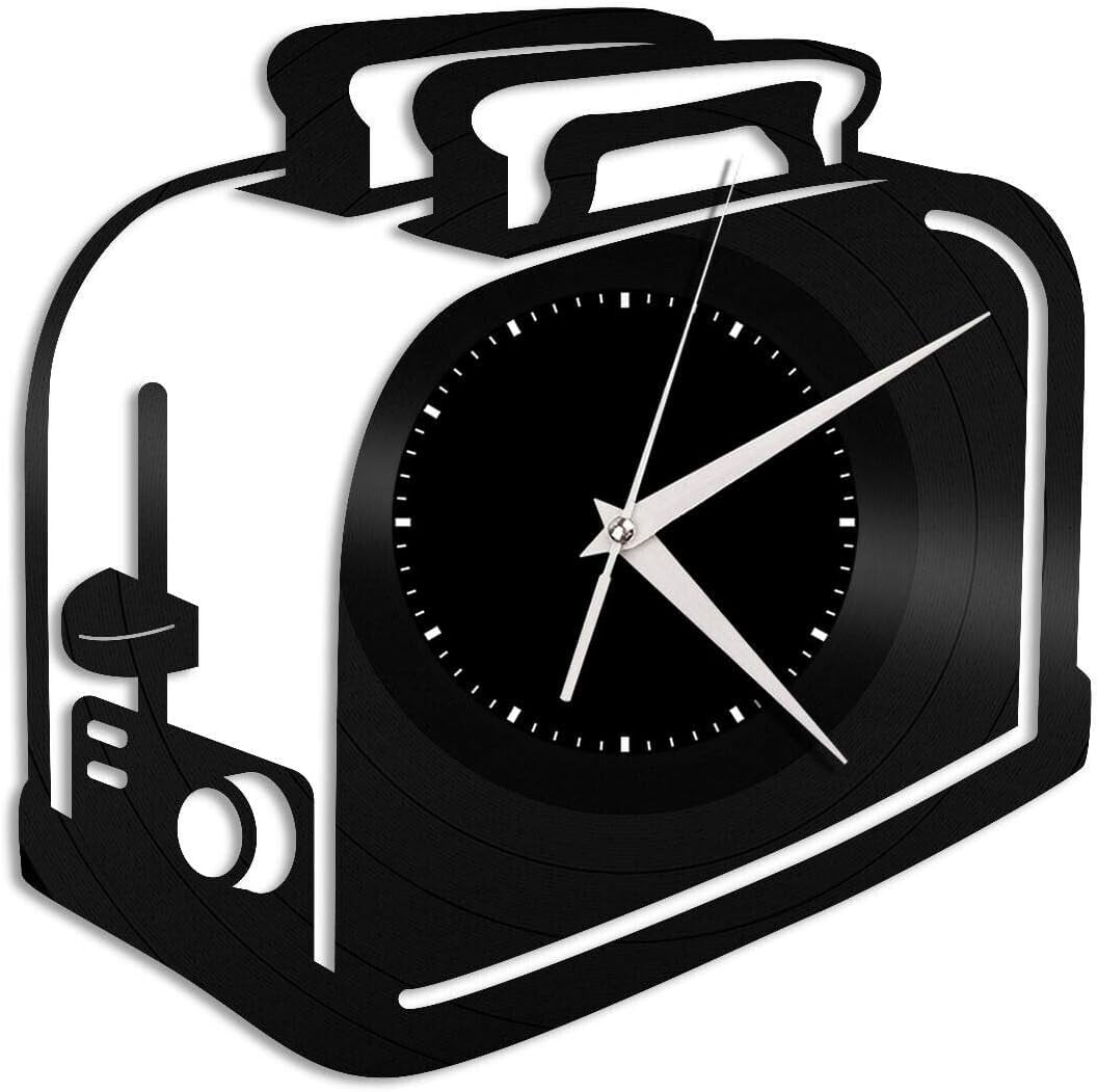 Toaster Vinyl Wall Clock,Vinyl Record Clock Wall Art Black Handmade Art ...