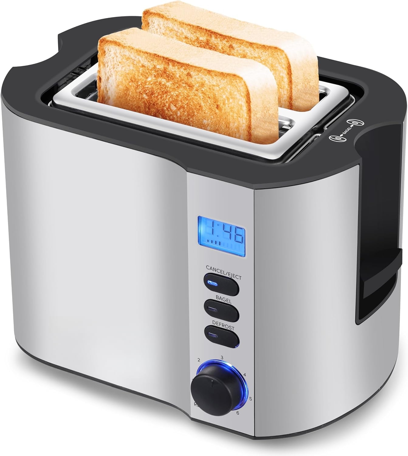 Toaster for easy placement of bread, English muffins, bagels and ...