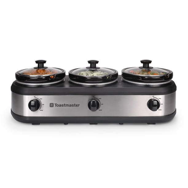 Toastmaster Triple 1.5 Qt Slow Cooker, Stainless Steel Buffet Server ...