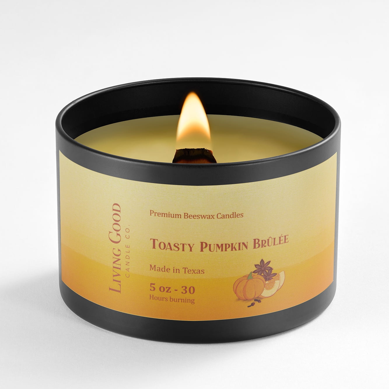 Toasty Pumpkin Brulee Pure Beeswax Fall Candle Tin 30+ Hours Long ...