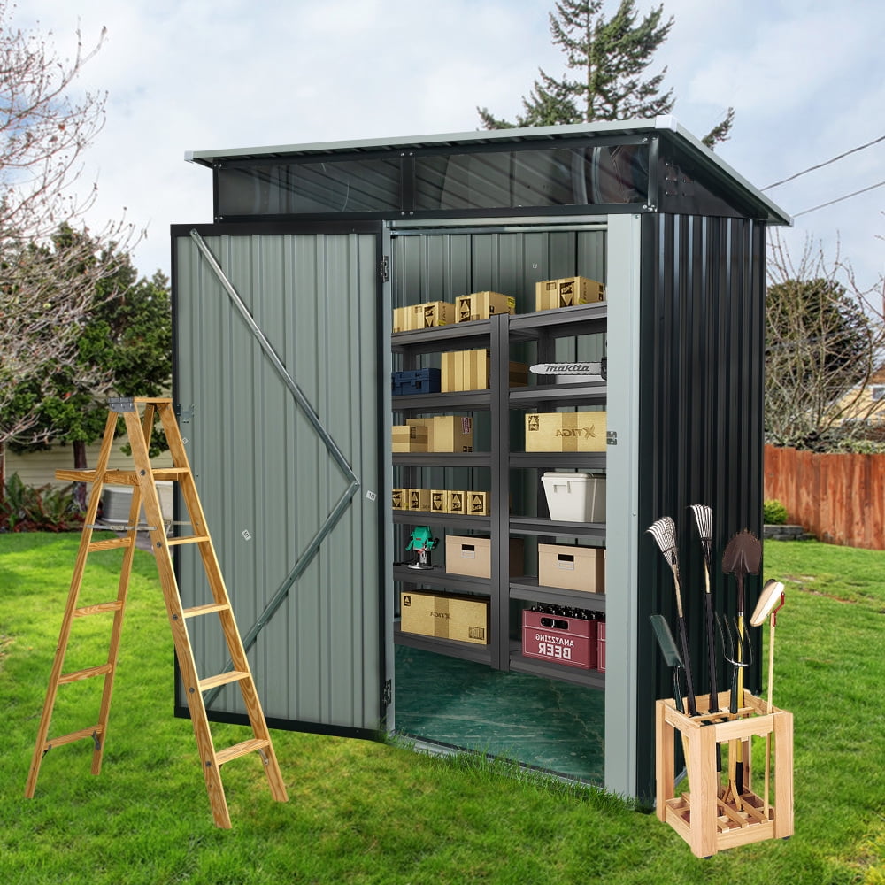 Toauuo 5ft x 3ft Outdoor Metal Storage Shed - with Transparent Top ...