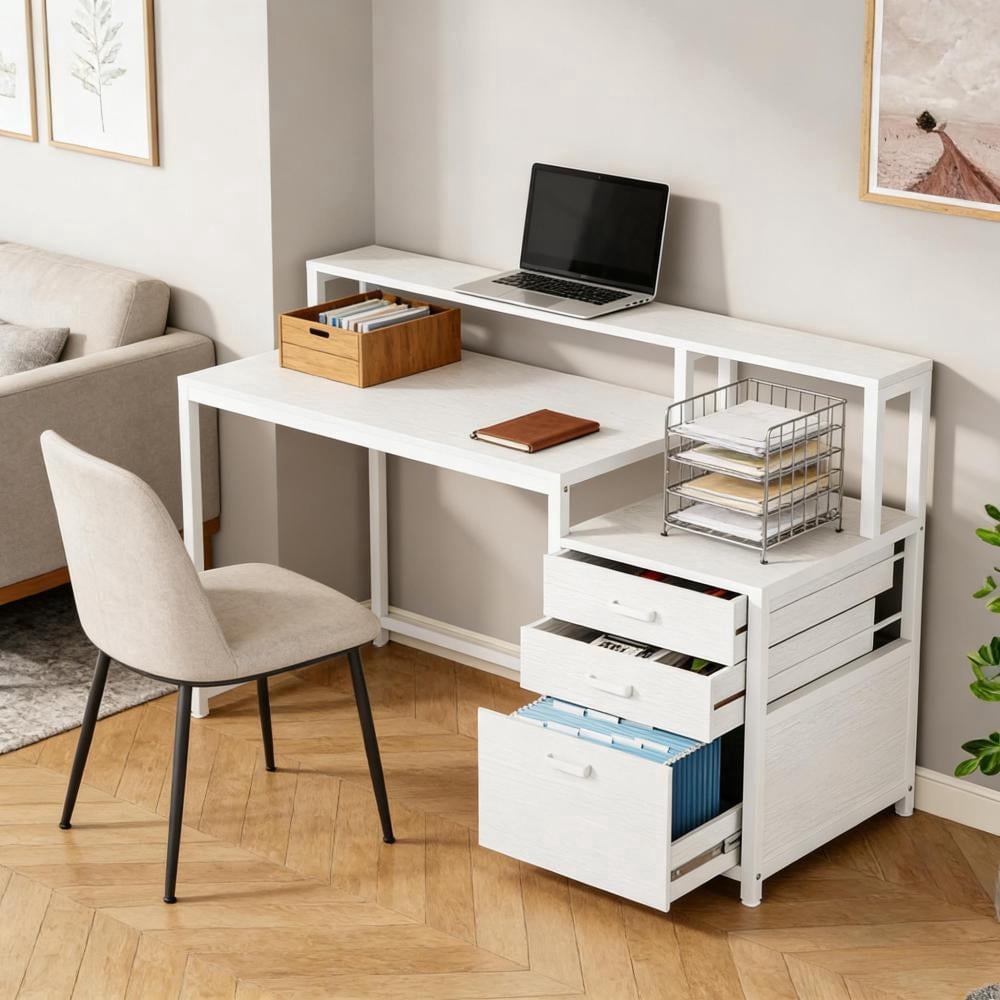 Toauuo 63" Ergonomic Office Computer Writing Desk - Elevated Monitor ...