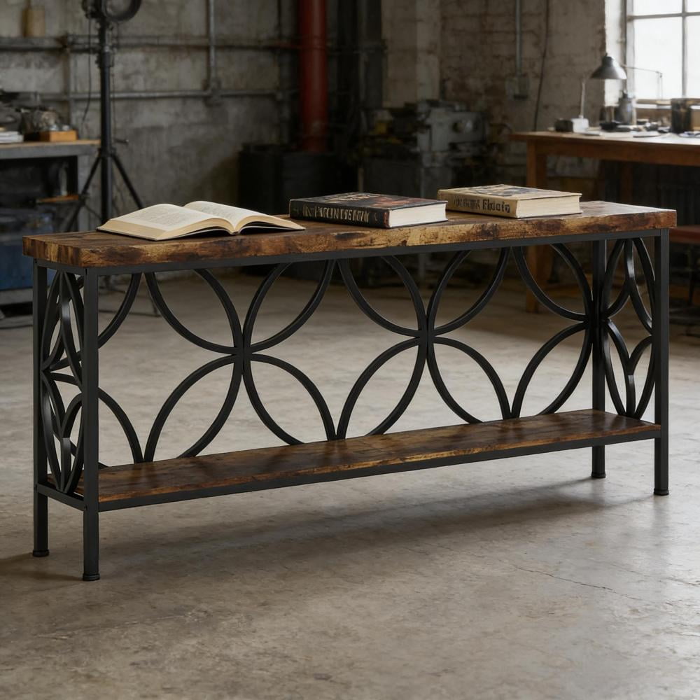 Toauuo 70.9" Industrial 2-Tier Console Table - Versatile Storage Sofa ...