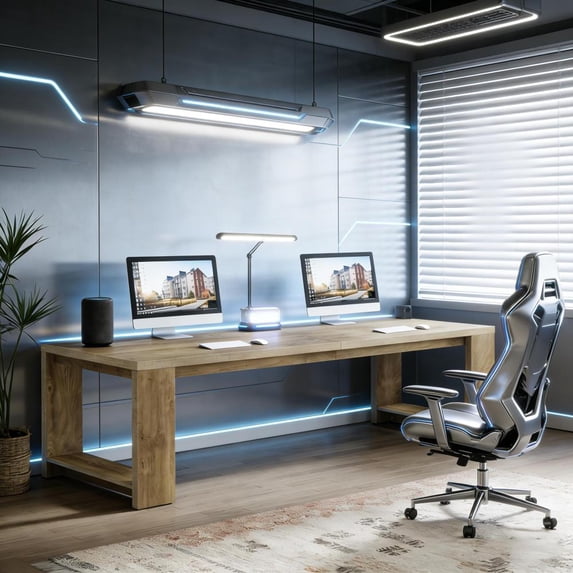 Toauuo 86.6" Roomy Dual Workstation Office Desk, 2-Person Computer ...