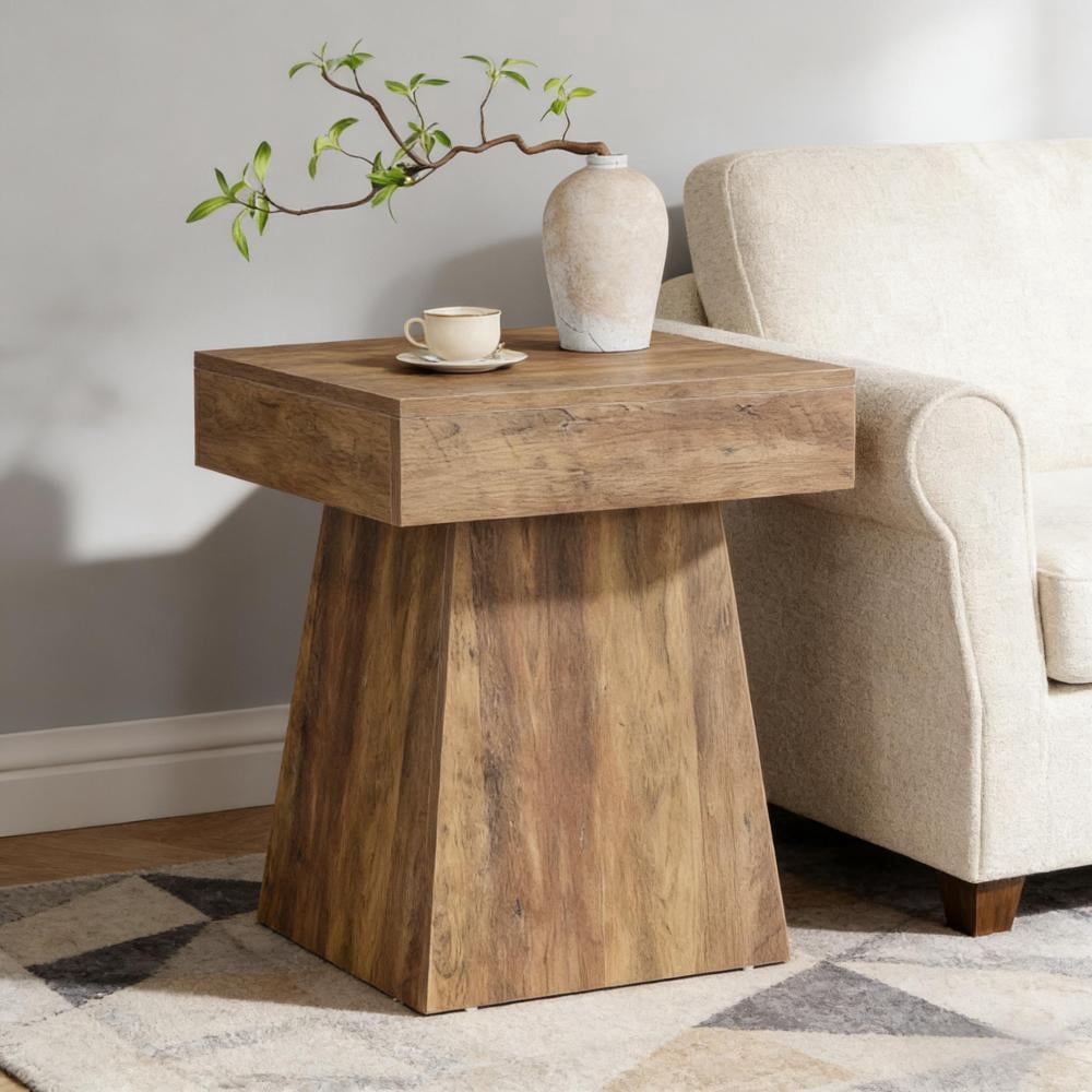 Toauuo Nature-Inspired Side Table - 15.8" Wide Stable Base, Rustic Faux ...