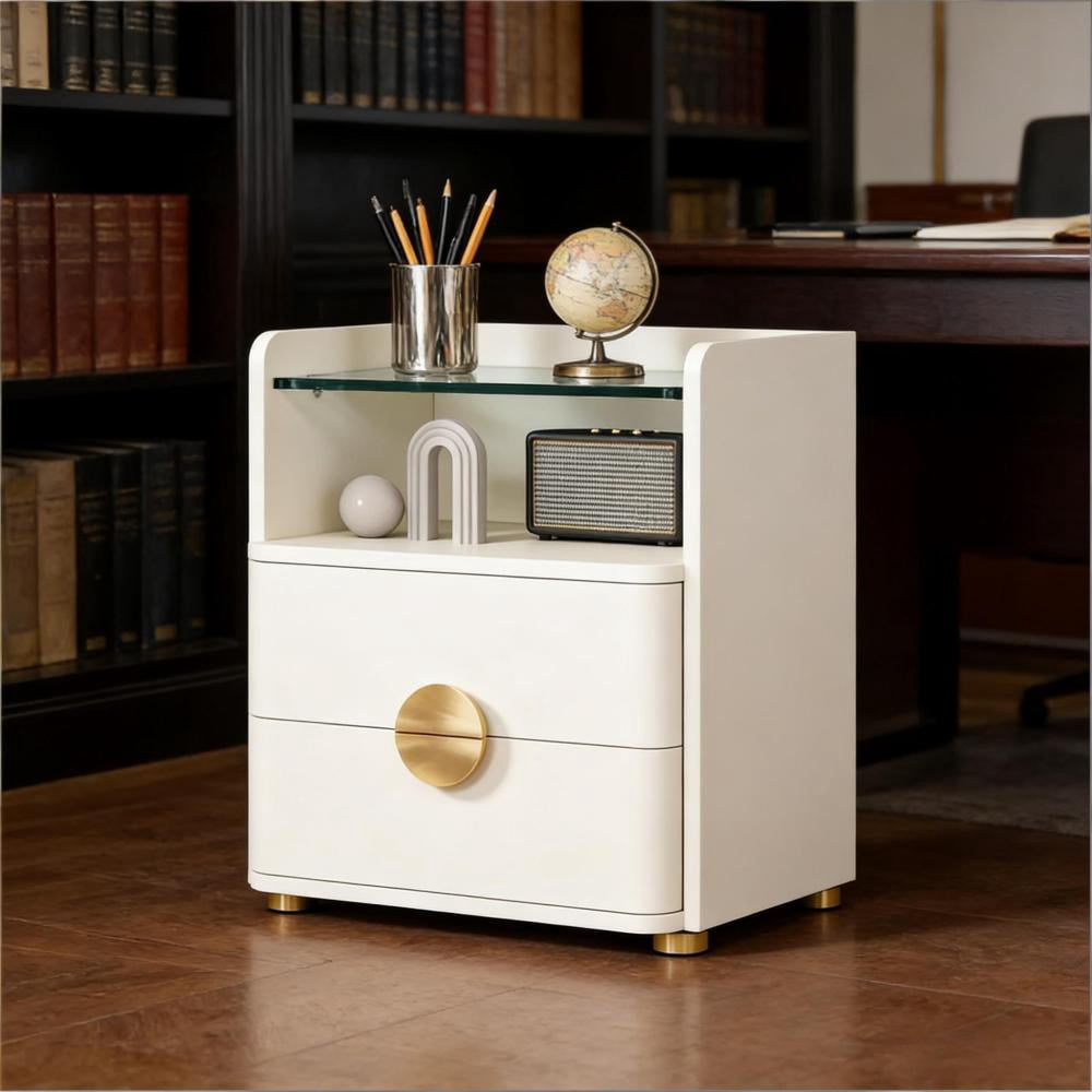 Toauuo Storage Nightstand, Minimalist Side Cabinet Bedside Table, Beige ...