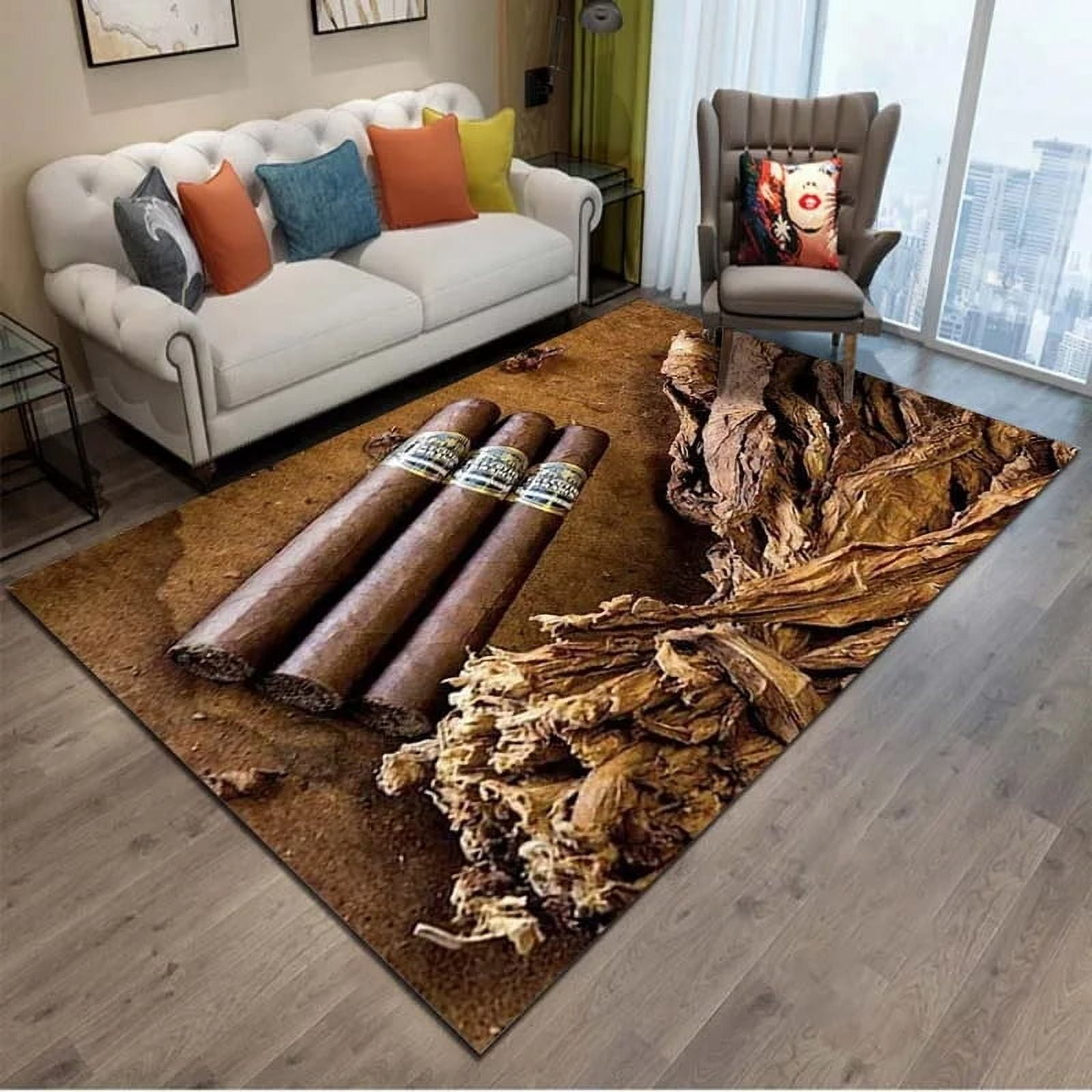 Tobacco Cigar Smoke Series Drink Area Rug Carpet Rug for Living Room ...