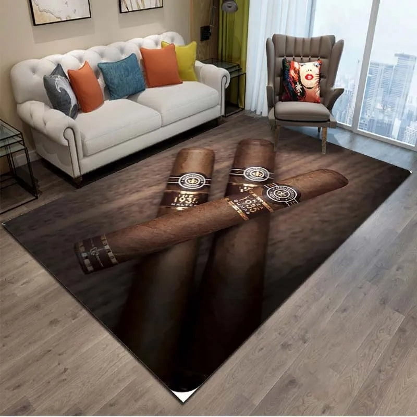 Tobacco Cigar Smoke Series Drink Area Rug Carpet Rug for Living Room ...