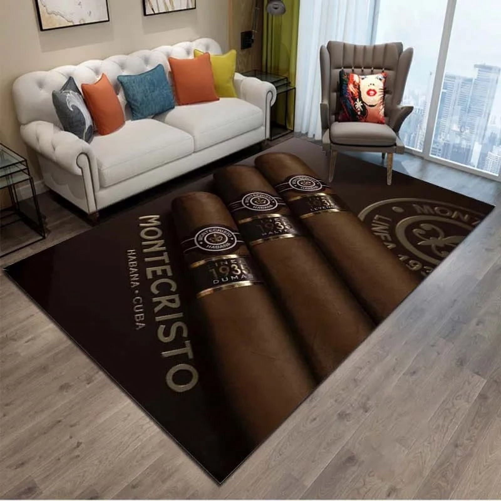 Tobacco Cigar Smoke Series Drink Area Rug Carpet Rug for Living Room ...