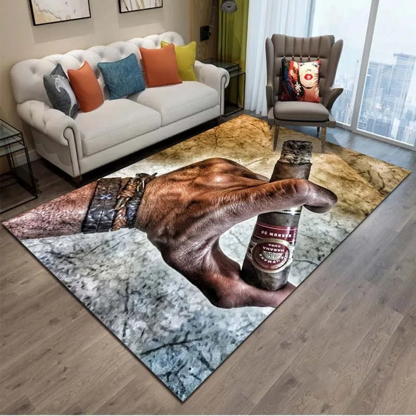 Tobacco Cigar Smoke Series Drink Area Rug Carpet Rug for Living Room ...
