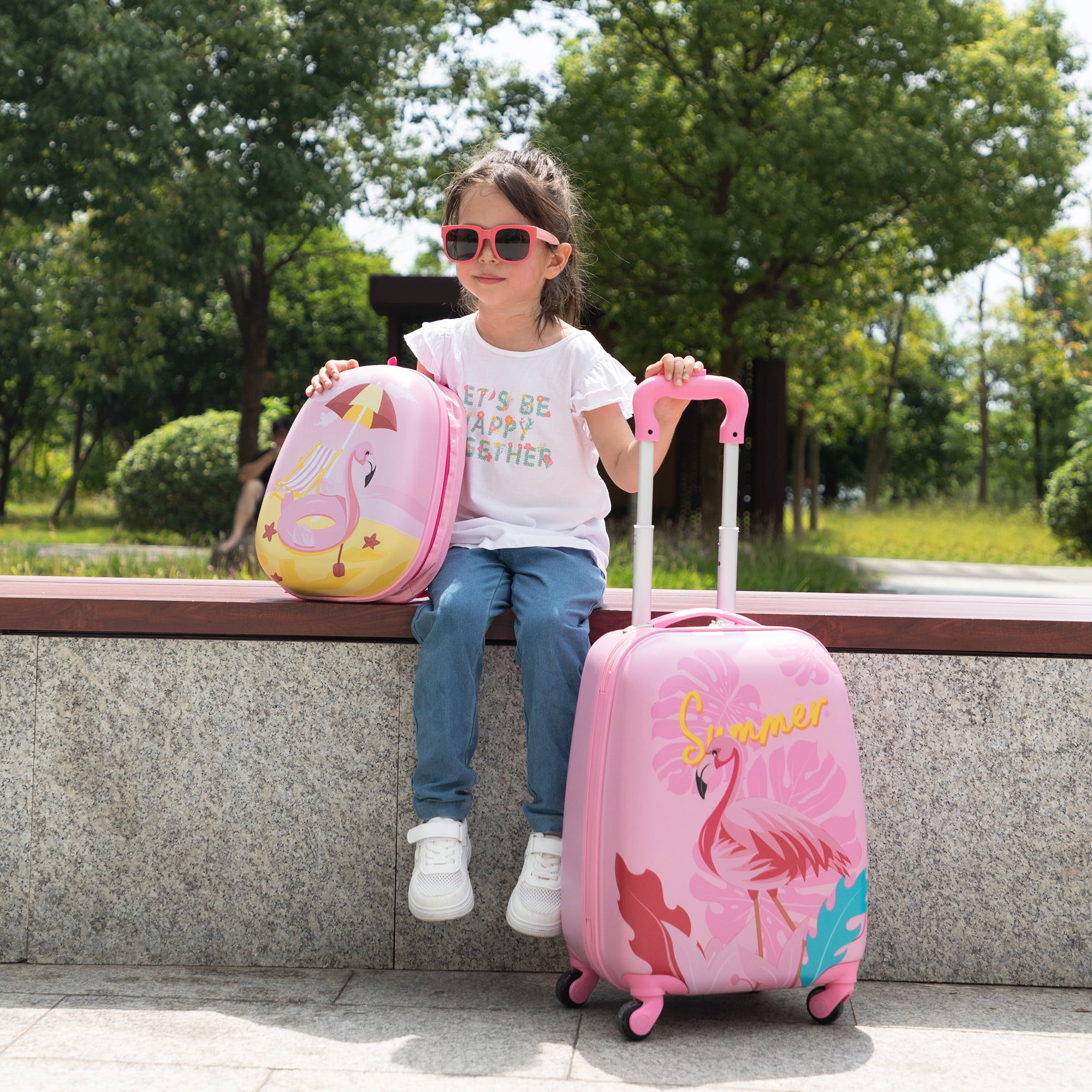Tobbi Kids Luggage Set, Girls Suitcase with Wheels, Toddler Hardshell ...